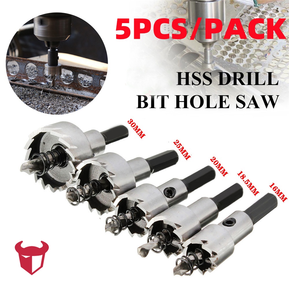 Carbide Tip 5PCS HSS Drill Bit Hole Saw Tooth Set Stainless Steel Metal ...