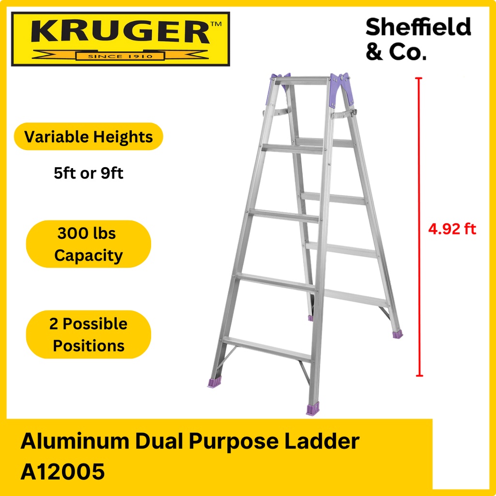Kruger Aluminum Dual Purpose Ladder, A12005 (5-9 ft) | Shopee Philippines