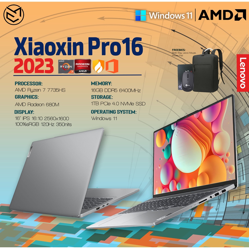 Lenovo Xiaoxin Pro16 2023 R7-7735HS Radeon 680M 16" 2560x1600 120Hz ...