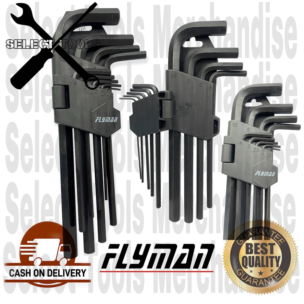 FLYMAN ALLEN WRENCH SET 1.5 TO 10MM 9PCS KEYS ORIGINAL HEAVY DUTY ...