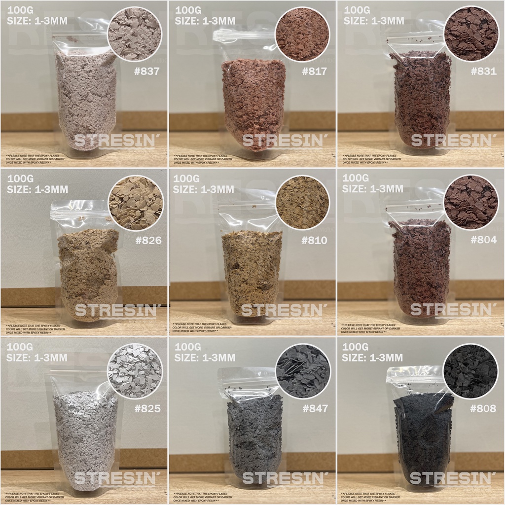 20-color Acrylic Epoxy Flakes 100g (for Epoxy Resin floor, tabletop ...