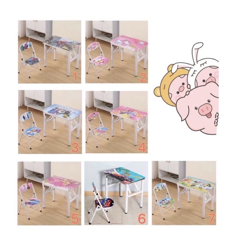 Foldable Kids Study Table With Chair Cartoon Desk Ergonomic Tables And ...