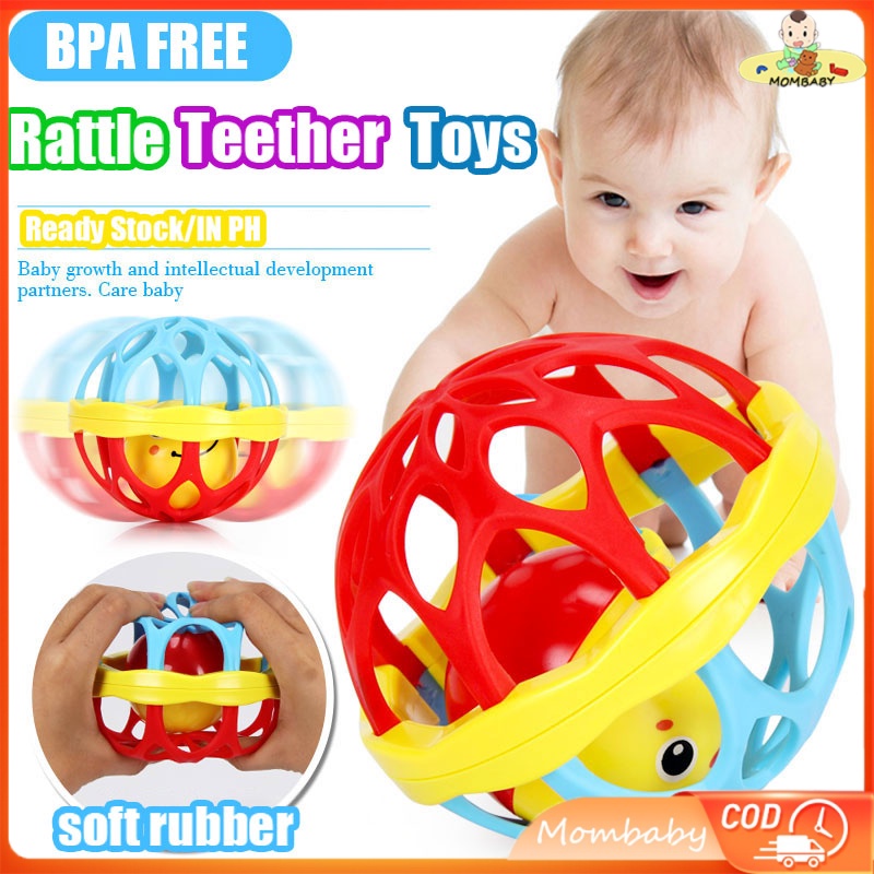 Mombaby Teether Rattle for Baby Soft Silicone BPA free Rattle Teether ...