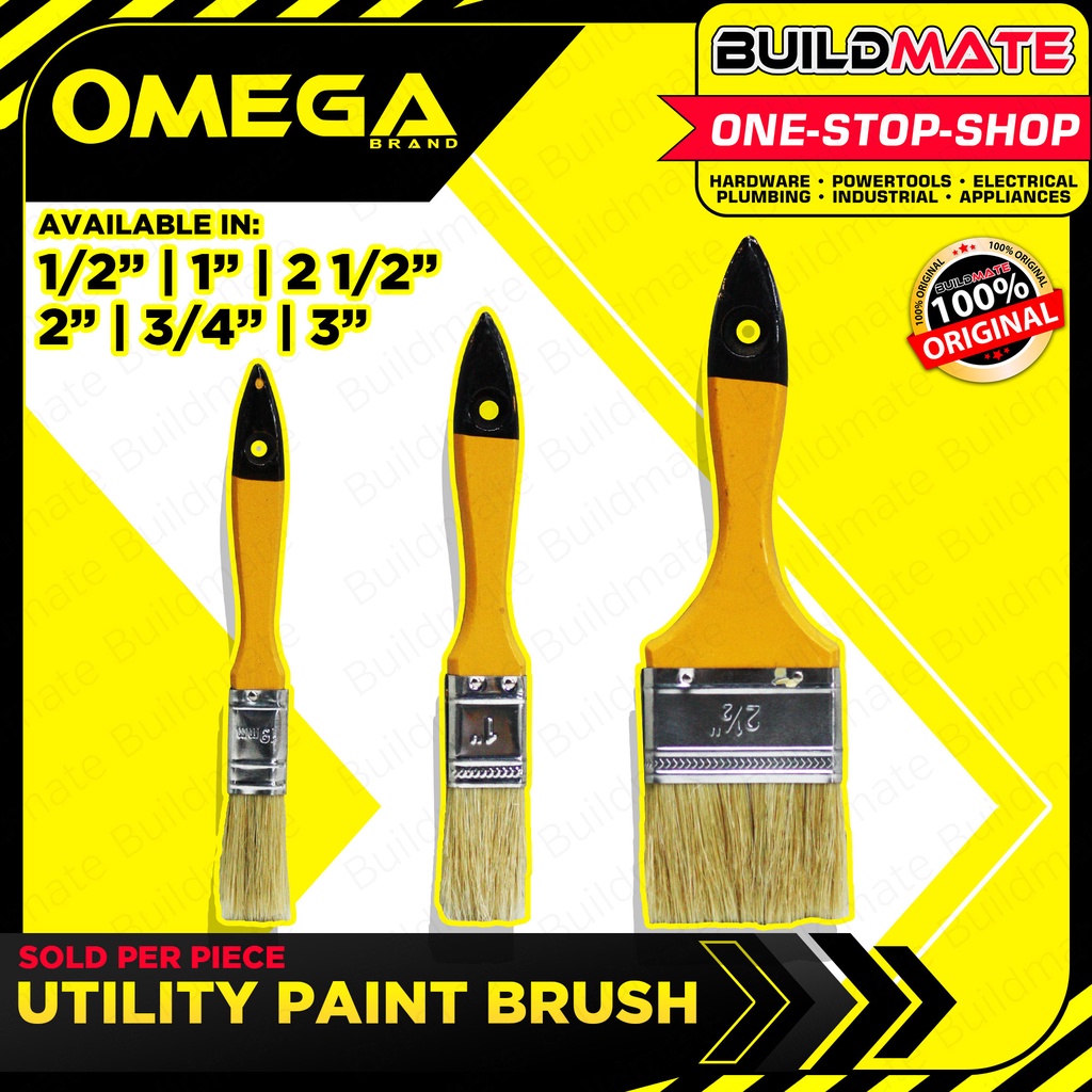 BUILDMATE Omega Utility Paint Brush 3/4" | 1" | 1 1/2" | 2" | 2 1/2 ...