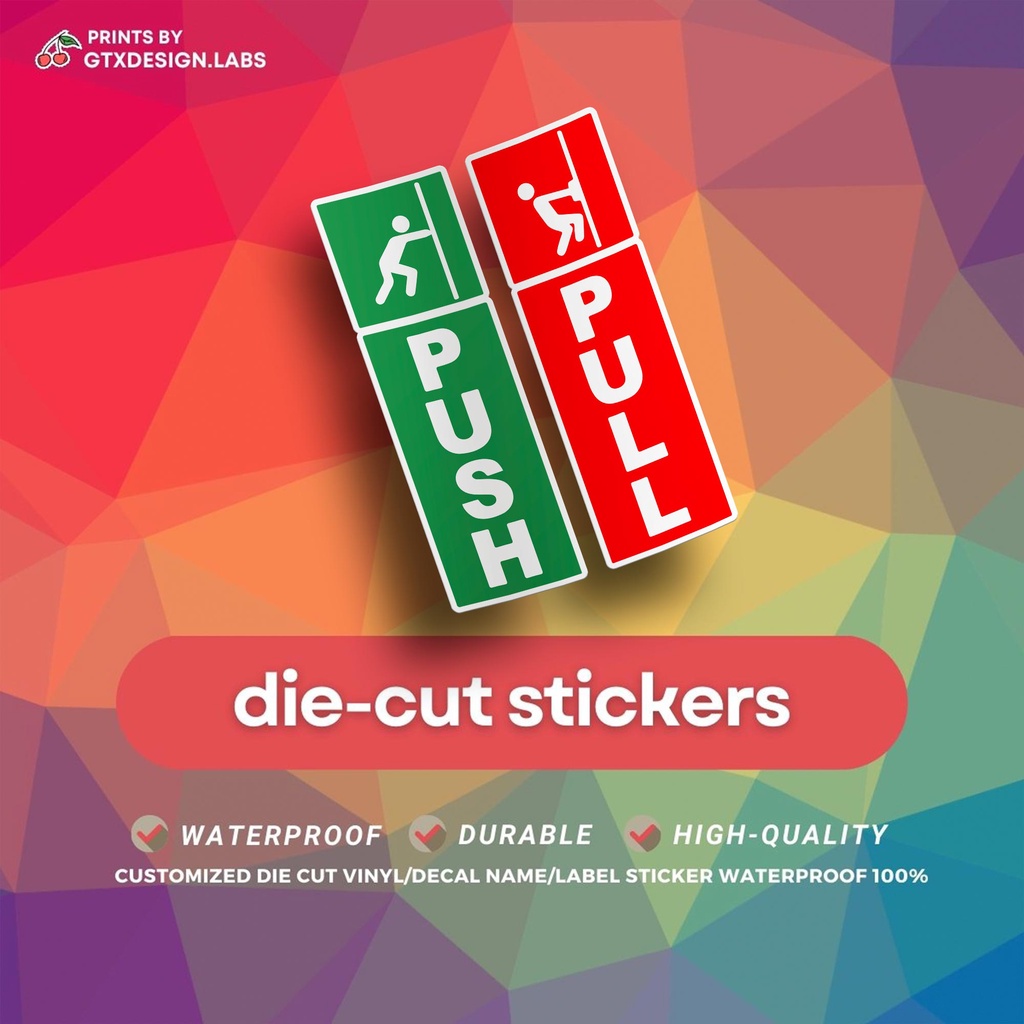 Push and Pull to Open Door Sign Waterproof Stickers(1-pair) Matte ...