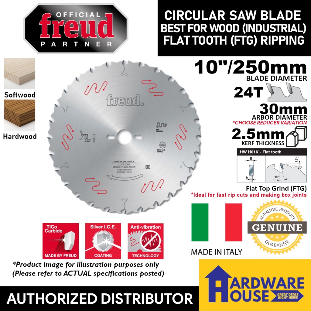 Original Freud 10 24t Industrial Wood Ftg Flat Tooth Carbide Saw Blade