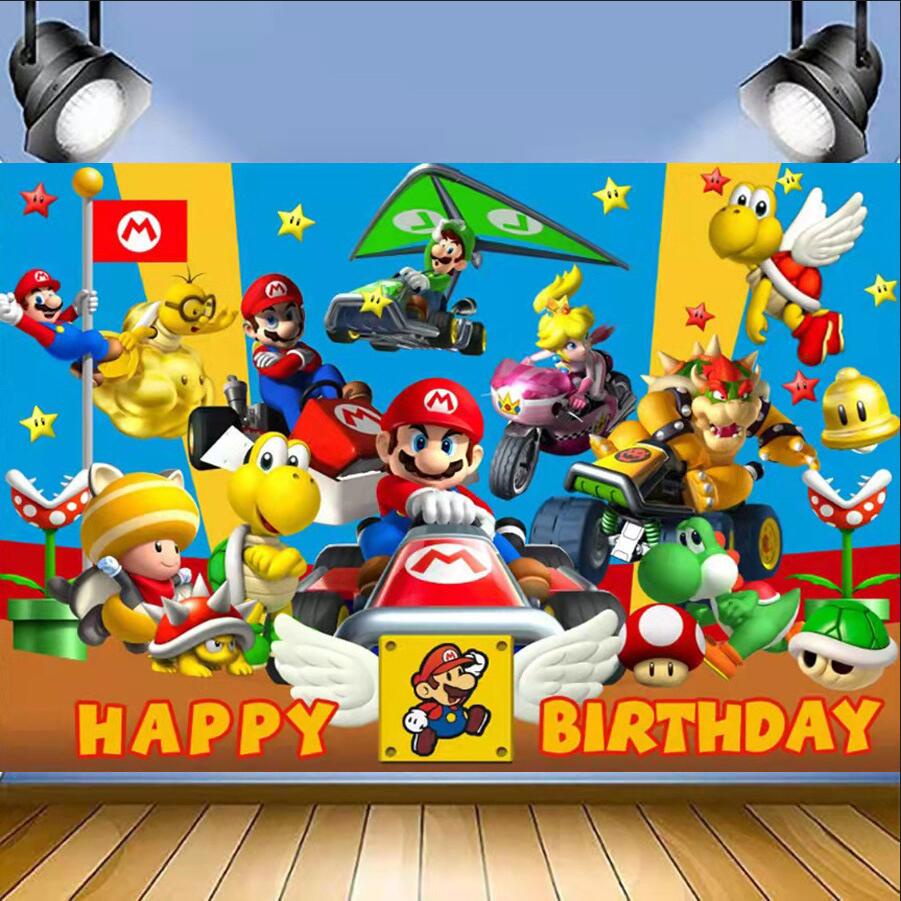 Super Mario Photography Backdrop Theme Kids Boys Birthday Decoration ...