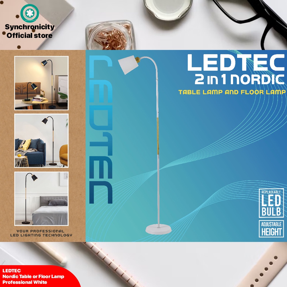 LEDTEC Swing-Arm, 2IN1 Base or Clamp Table Lamp, Black or White Finish ...