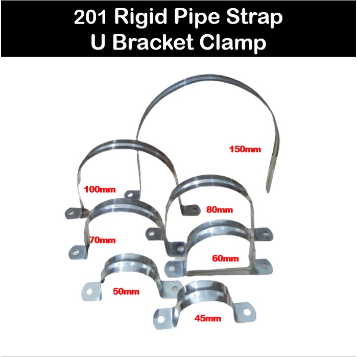 RTK 45mm-150mm Stainless 201 Rigid Pipe Strap U Bracket Clamp Hanger ...