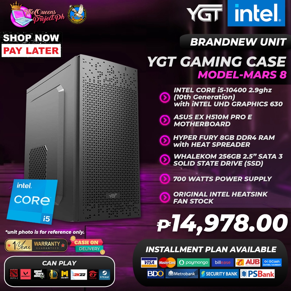 BRANDNEW System Unit CPU YGT MARS 8 Casing-Intel Core i5 10400 2.9ghz ...