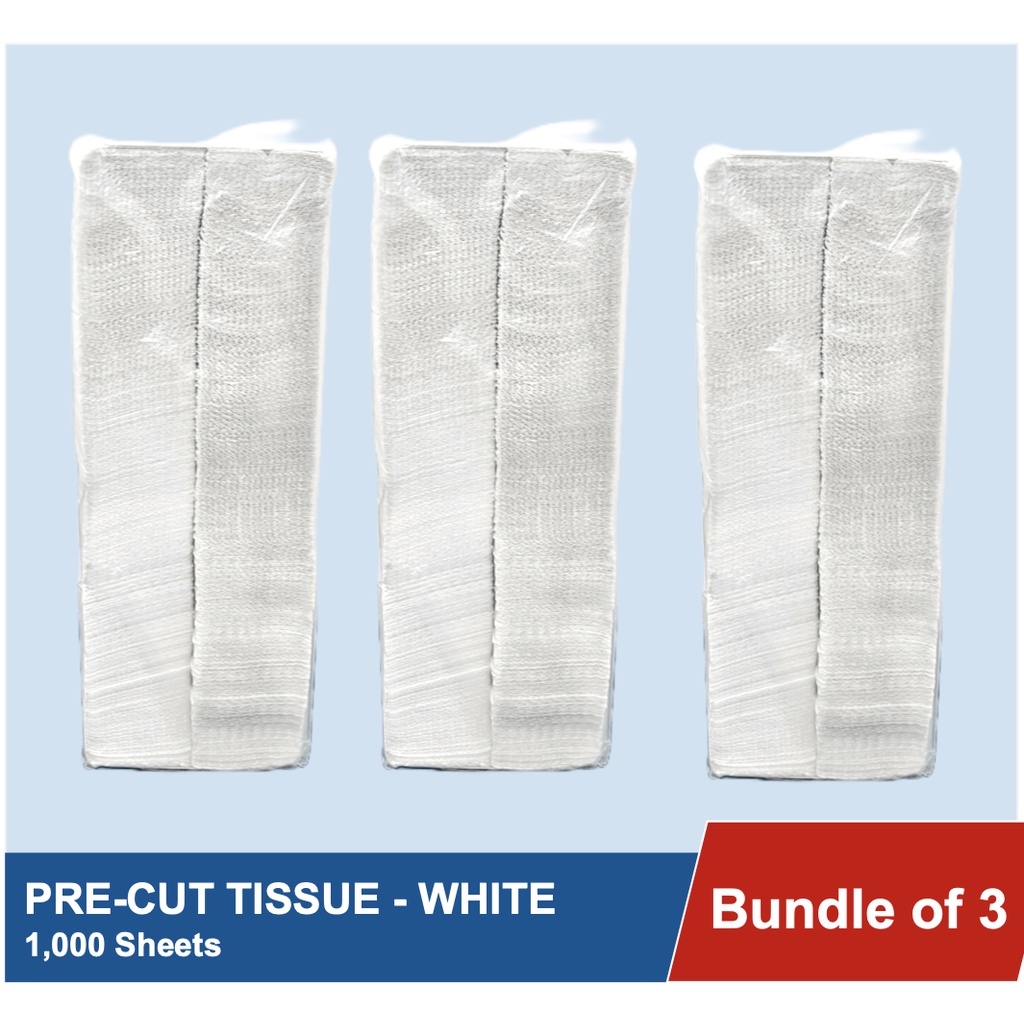 3 BUNDLES Pre cut Tissue Paper 1,000 sheets per pack [Paper Towel ...