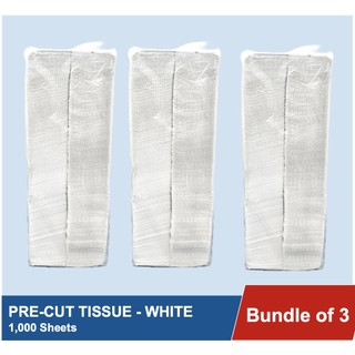 3 BUNDLES Pre cut Tissue Paper 1,000 sheets per pack [Paper Towel ...