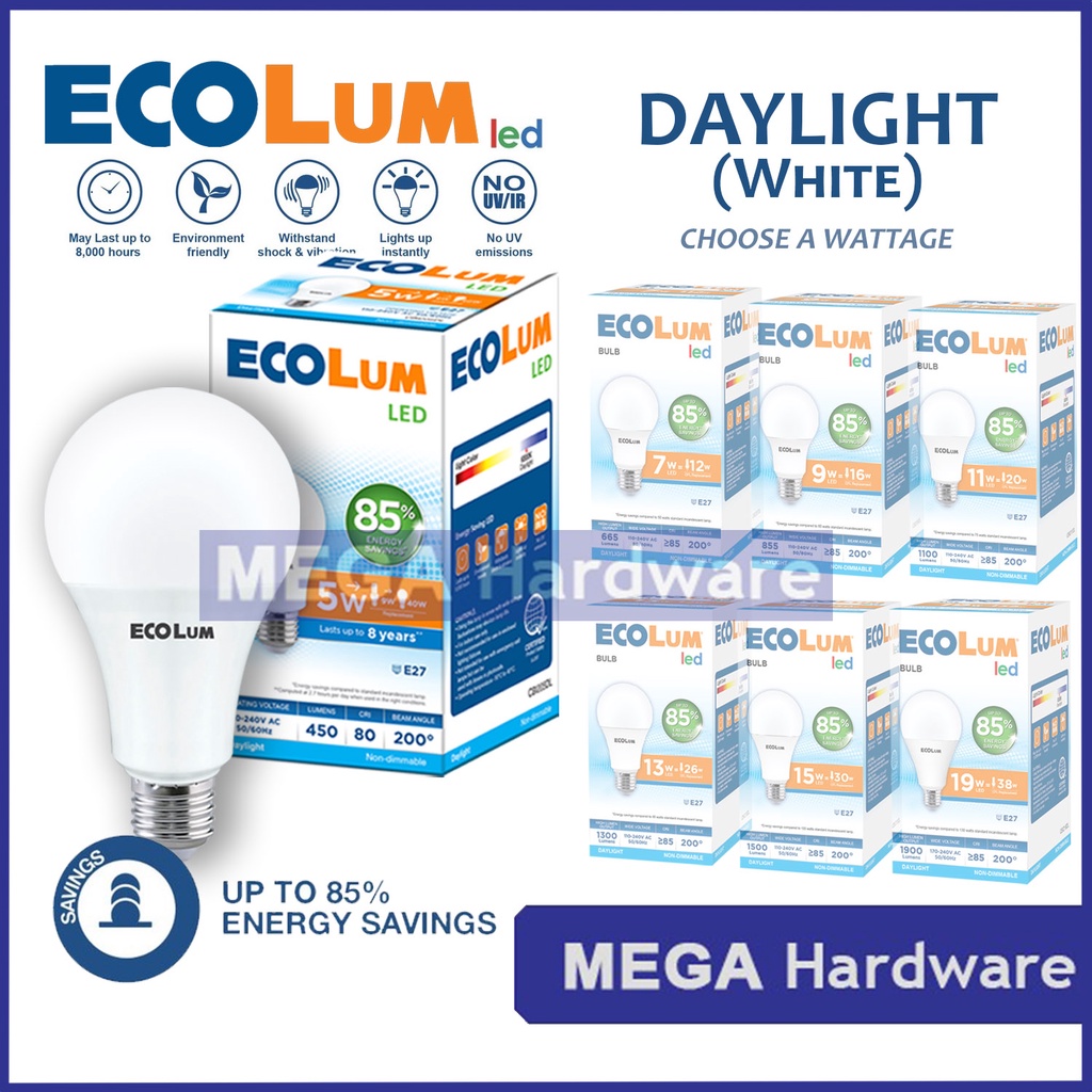 Firefly Ecolum LED Light Bulb Daylight Warm White Cool White 5W 7W 9W ...