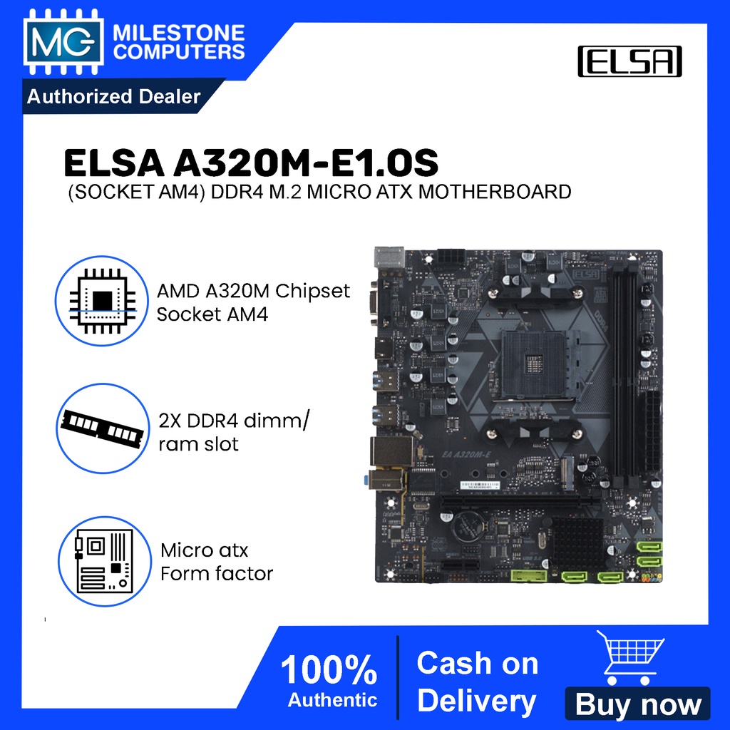 Elsa A320m-E1.Os (Socket Am4) Ddr4 M.2 Micro Atx Motherboard | Shopee ...