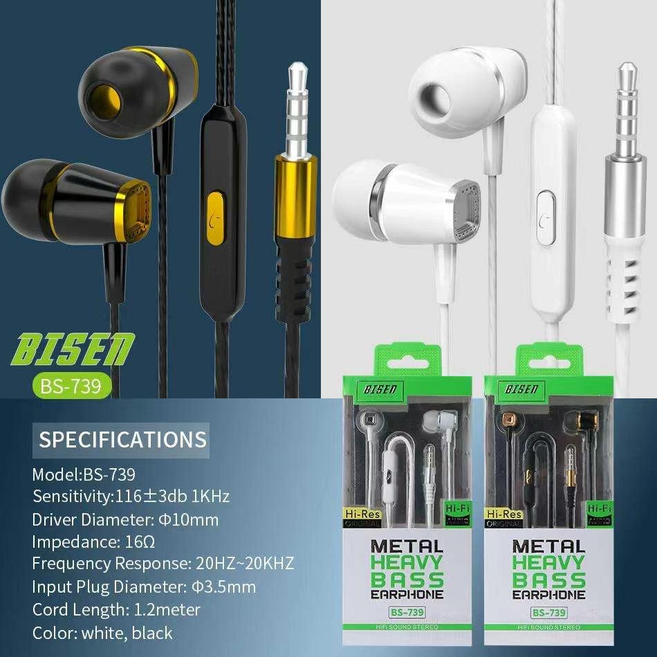 BISEN BS739 Universal Earphone HiFi Stereo Headsets Game Sports Music ...