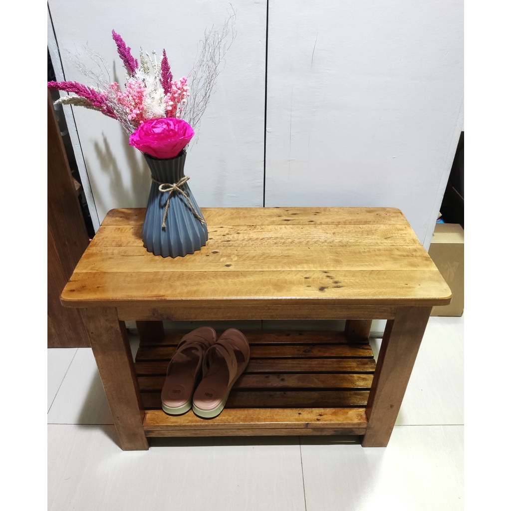 Wooden Bench Shoe Rack with Rounded Edges | Shopee Philippines