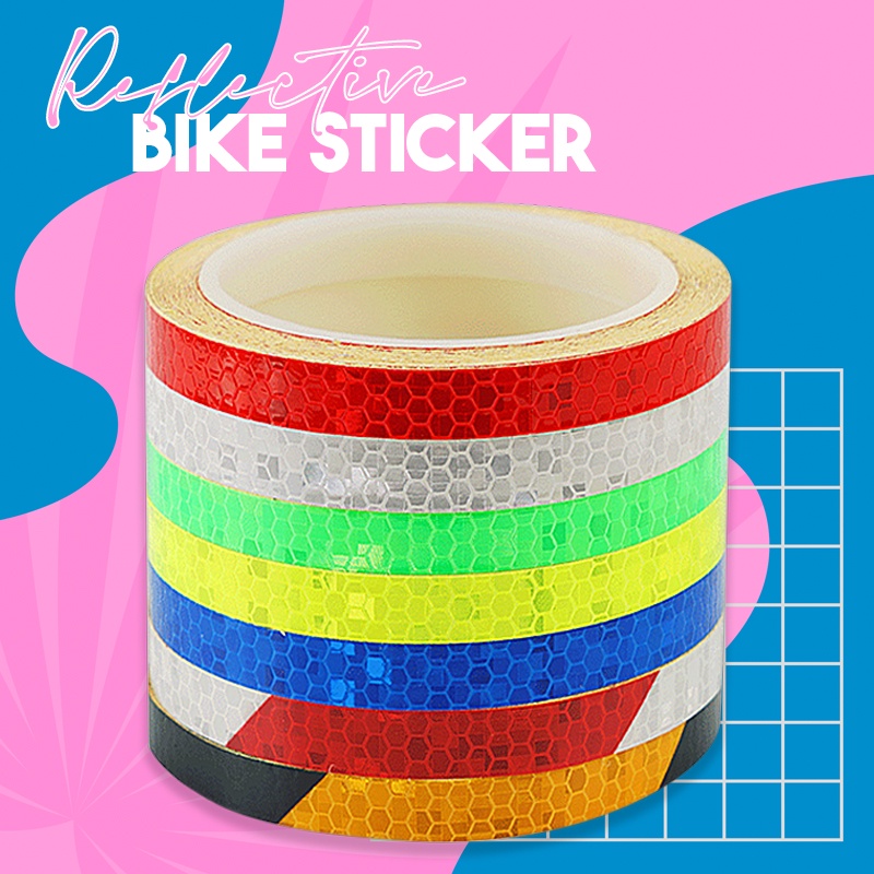Bicycle PVC Reflective Bike Stickers Cars Safety Warning Durable (1cm x ...