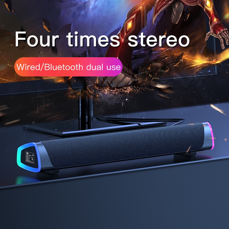 PC Speaker Quad Stereo 3D Surround Subwoofer Soundbar Audio Bluetooth ...