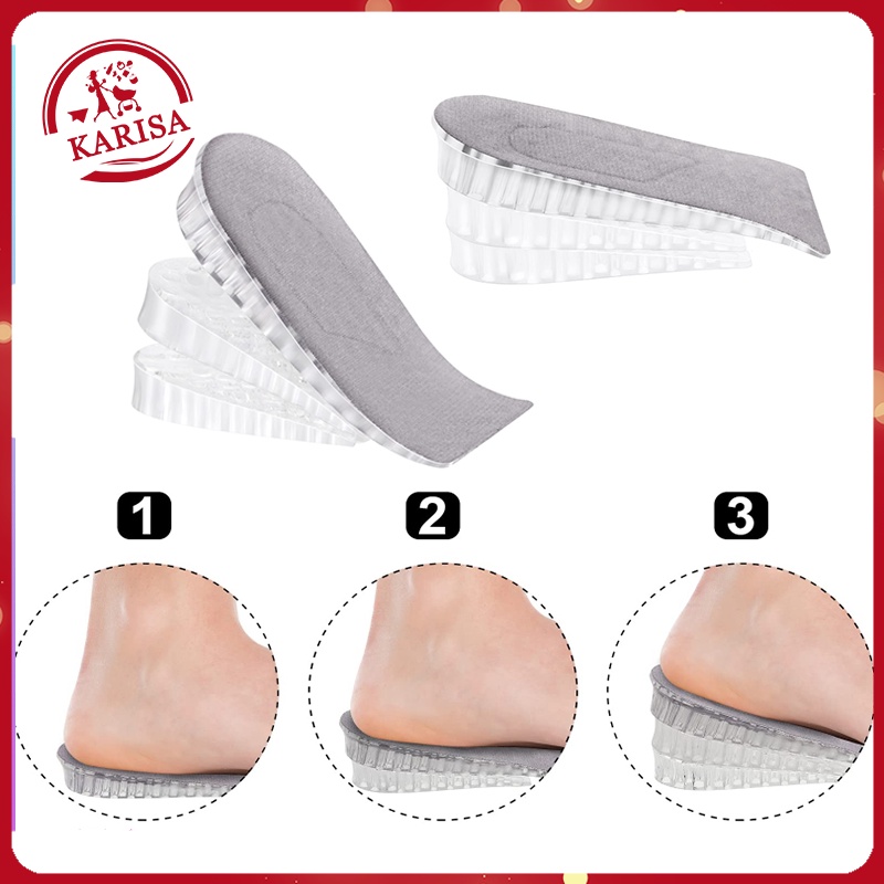 1 Pair Height Increase Half Insoles Silicone Invisible Heightening ...