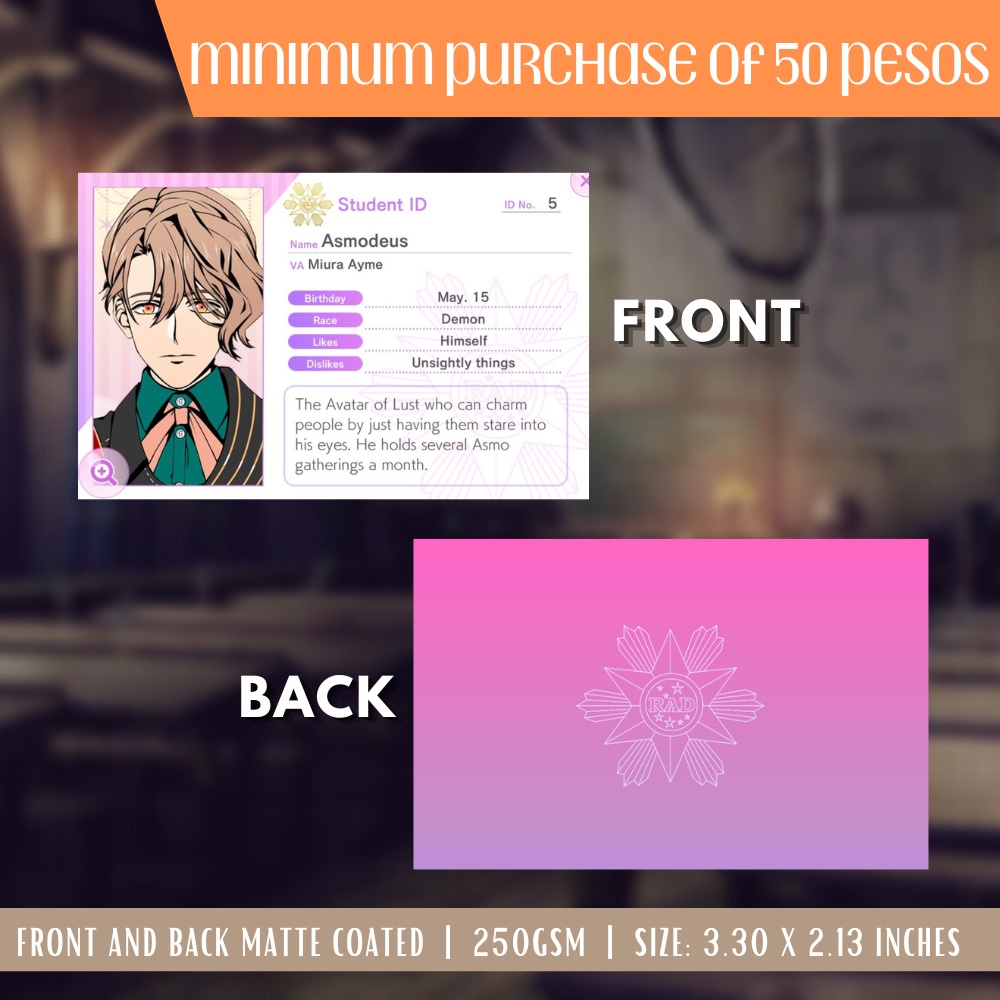 Obey Me Otome Game Anime ID Card | Shopee Philippines