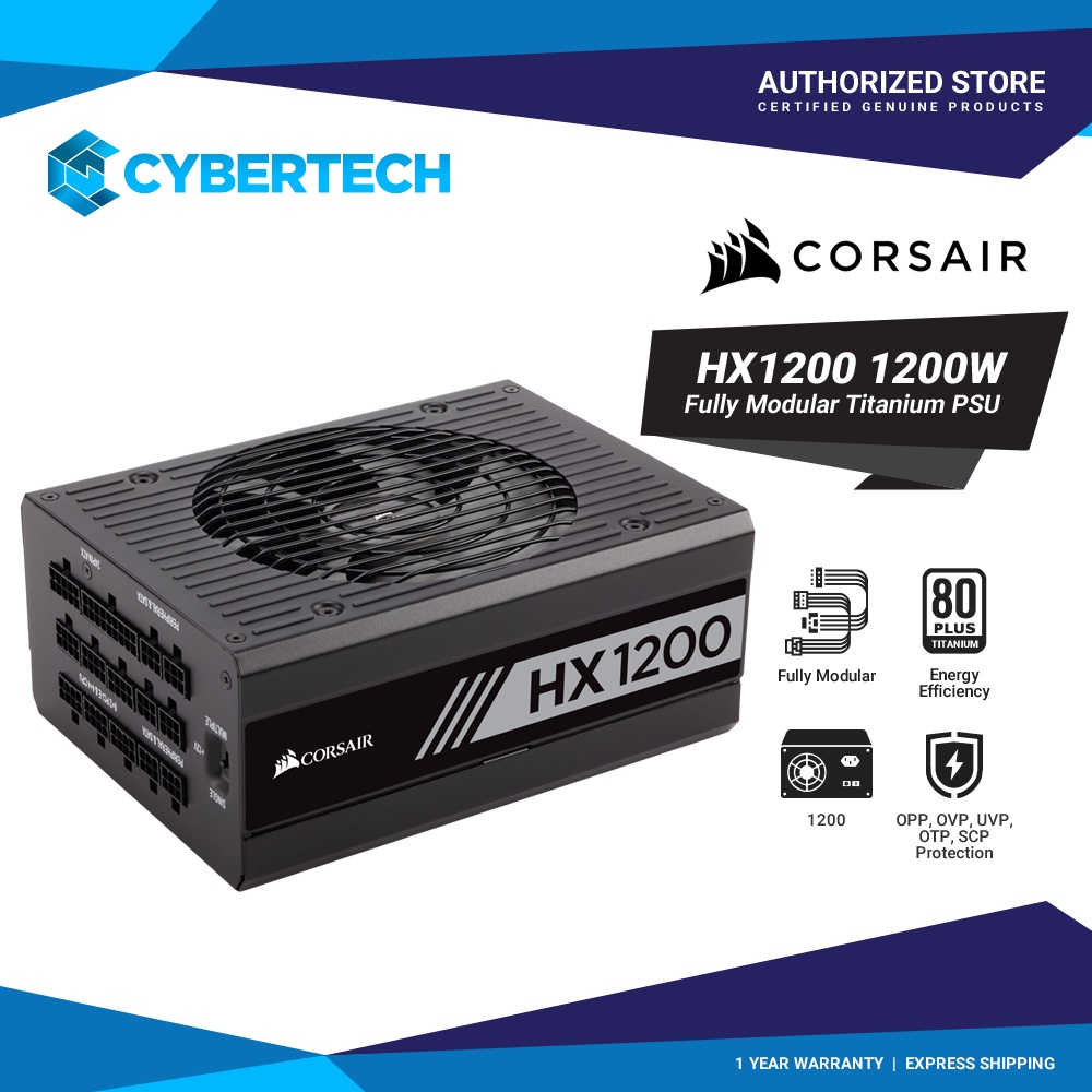 CORSAIR HX Series HX1200 1200 Watt 80 PLUS PLATINUM Certified Fully ...