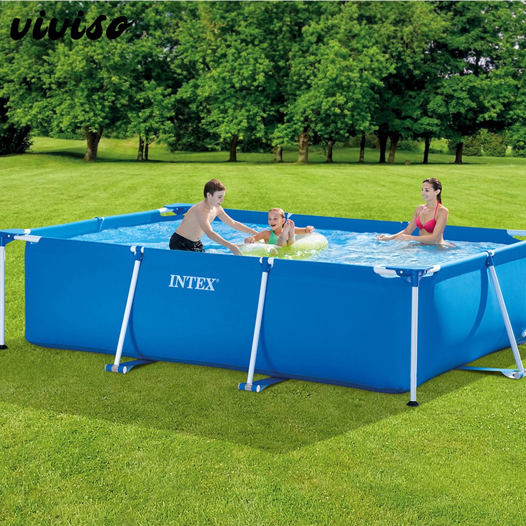 INTEX Rectangular Metal Frame Pool Easy Set Above Ground Baby Kiddie ...