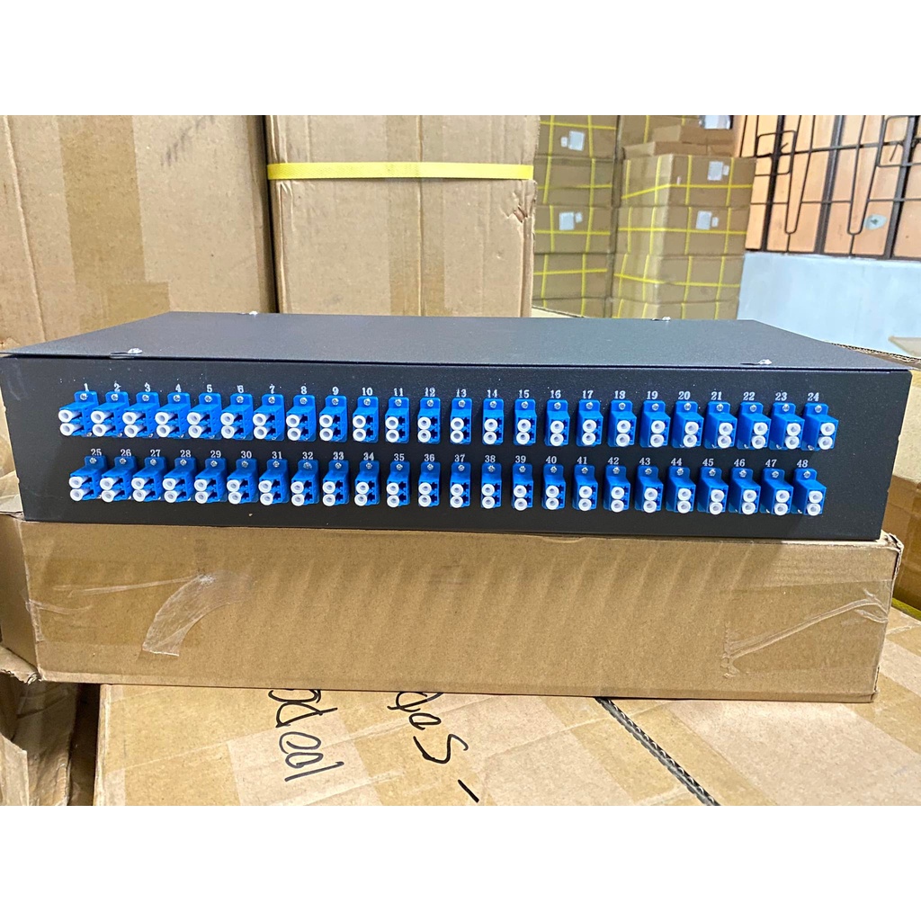48 Port Fiber Patch Panel LC loaded Pigtail ODF 2U Optical Fiber Terminal Box 19 Inch Singlemode ...