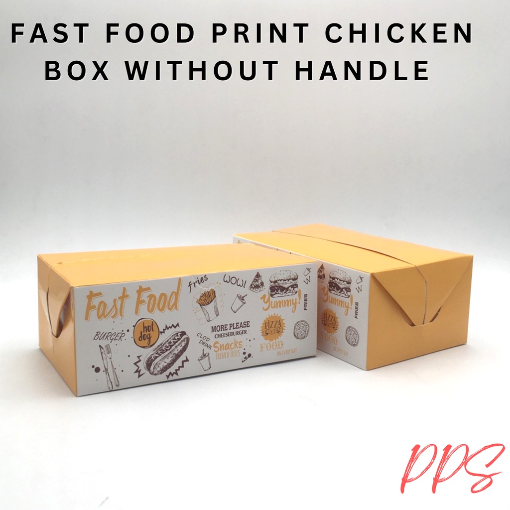 Yellow Fast Food Series Fried Chicken Box with & w/o Handle/Burger Wrap ...