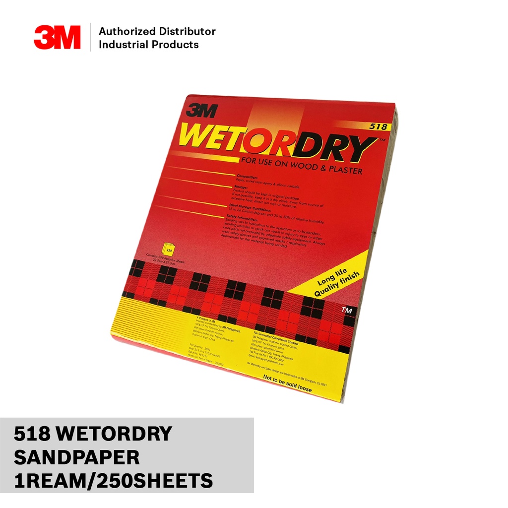 3M 518 WETORDRY SANDPAPER 1REAM/250SHEETS | Shopee Philippines