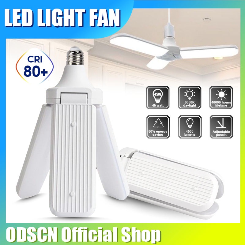 ODSCN LED Foldable Fan Blade Angle Adjustable Light Bulb 45w | Shopee ...