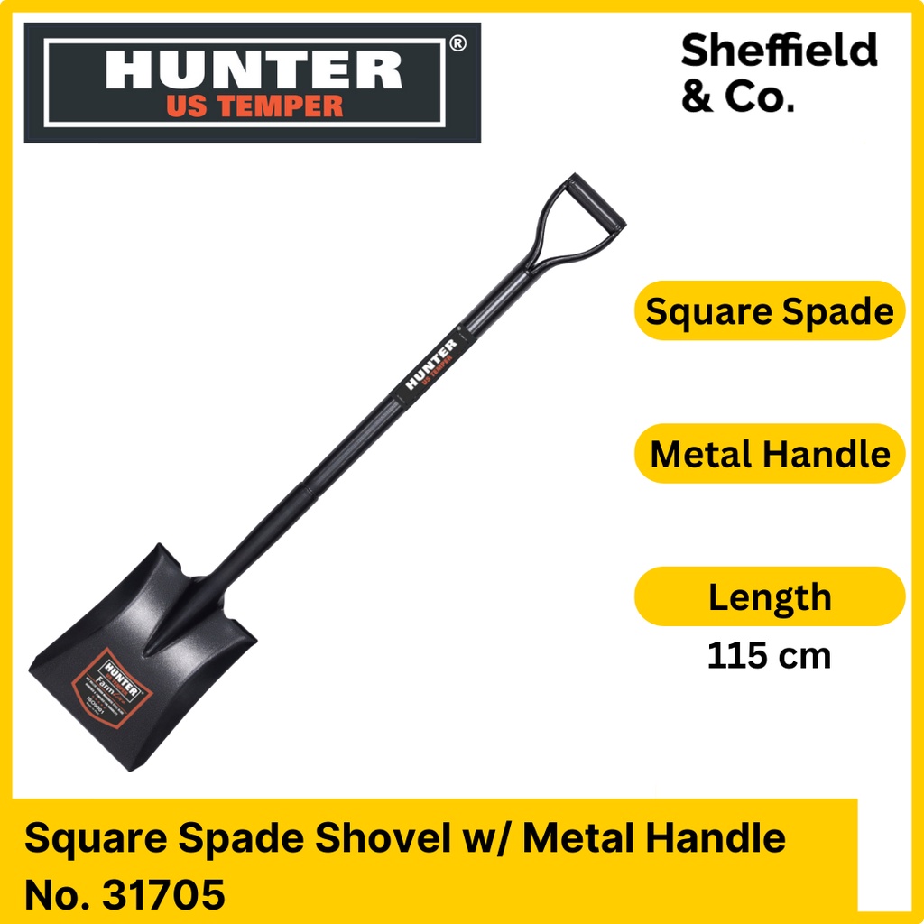 HUNTER Square Spade Shovel with Metal Handle, No. 31705 | Shopee ...