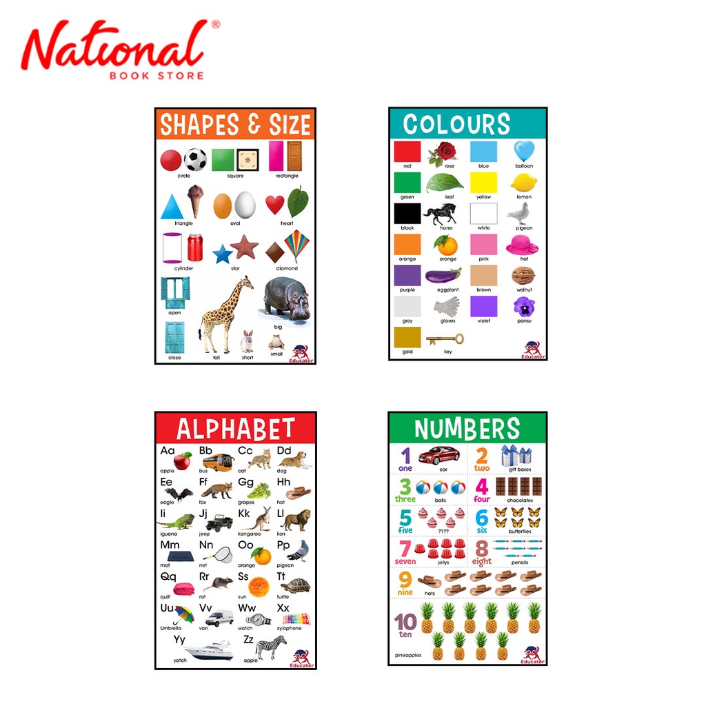 Early Learning Charts: Jumbo Charts Set Of 4 - Aids For Kids | Shopee ...