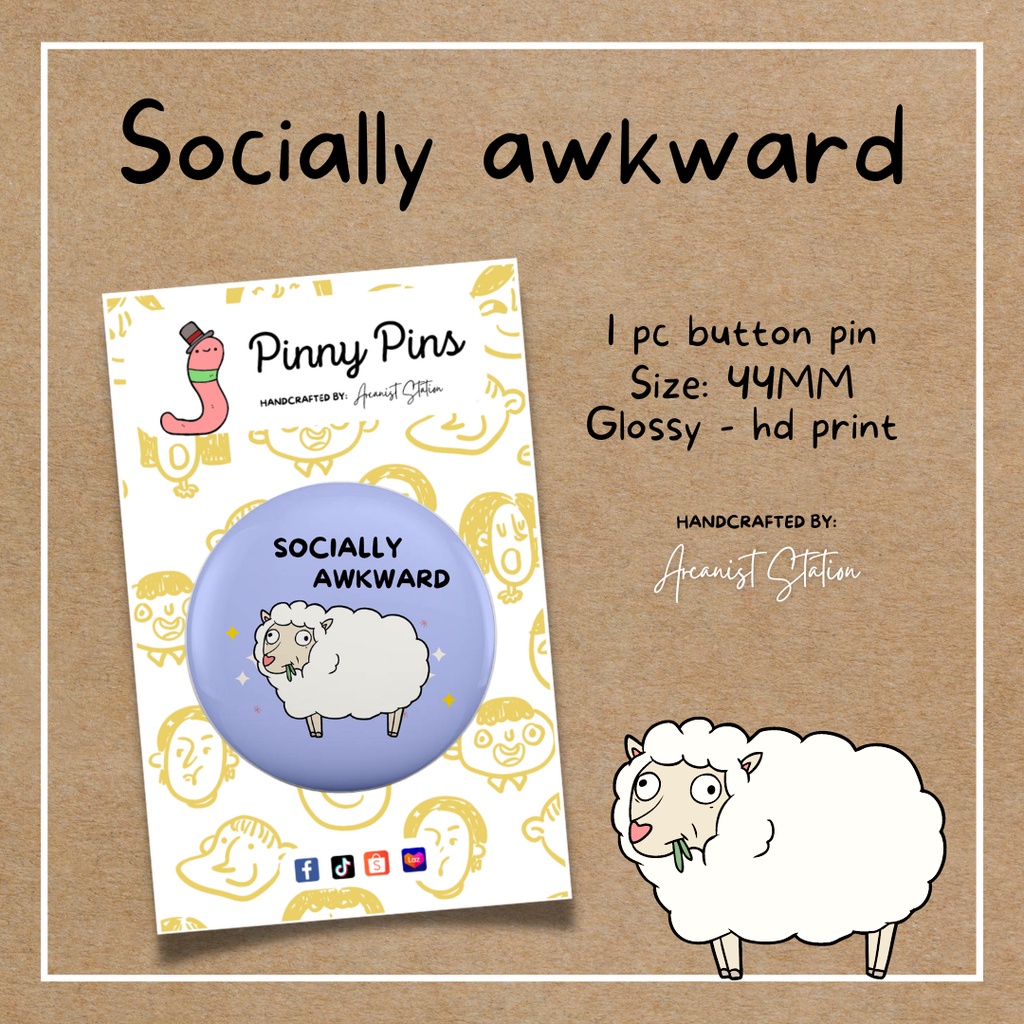 Socially Awkward - Witty Button Pin - Deco Funny Pins | Shopee Philippines
