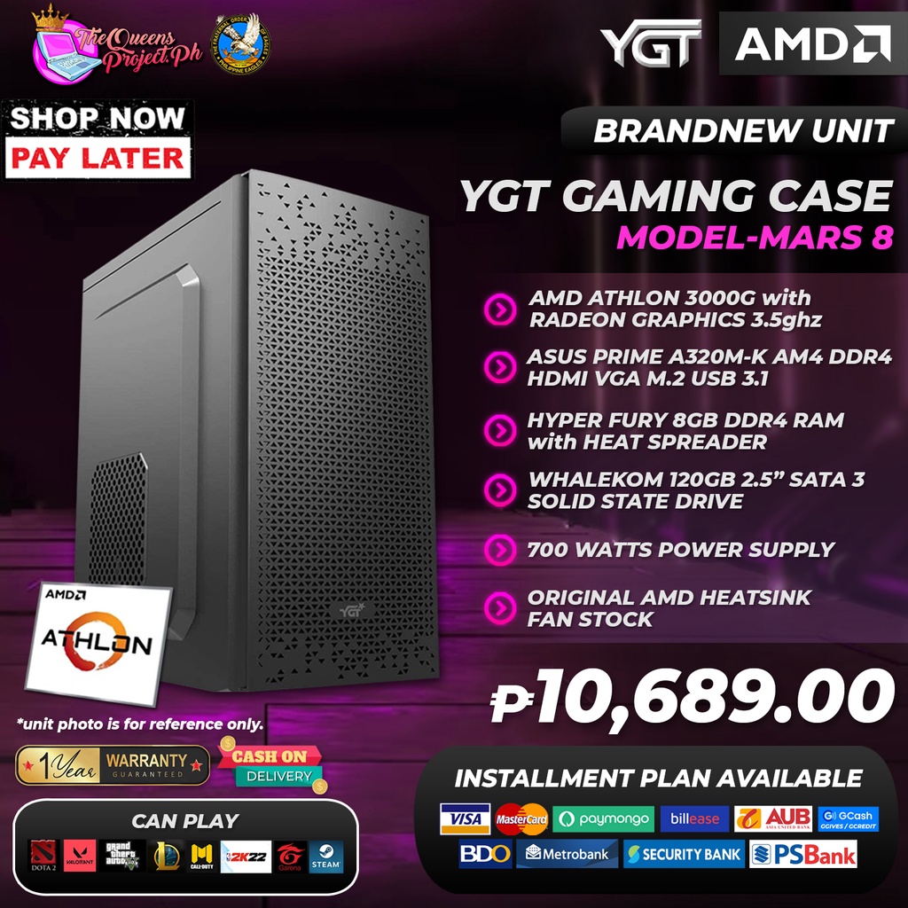 BRANDNEW System Unit CPU YGT MARS 8 Casing-AMD Athlon 3000G 3.5ghz-8gb ...