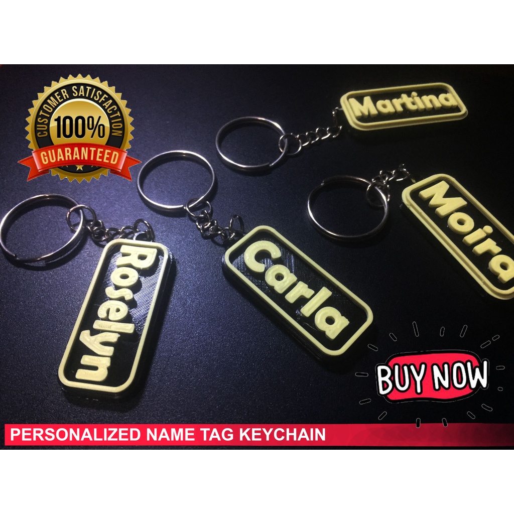 Customized Personalized Key chain Name CURSIVE Fonts Bag Tags Name Tag ...