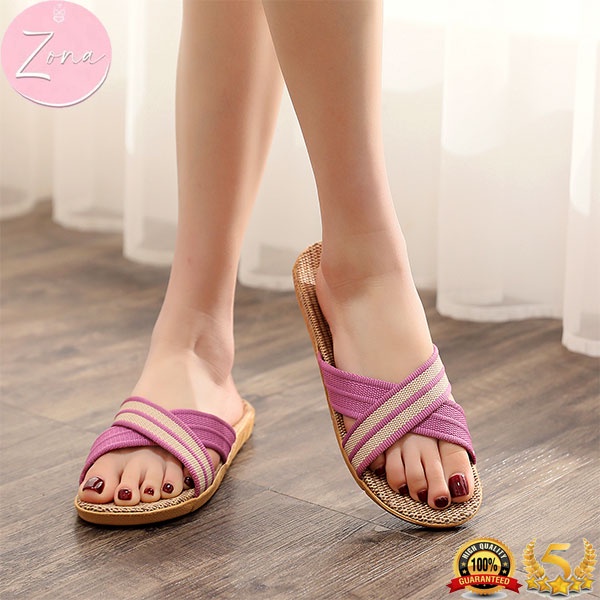 ZONA Linen rattan indoor slippers, home slippers for women and men ...