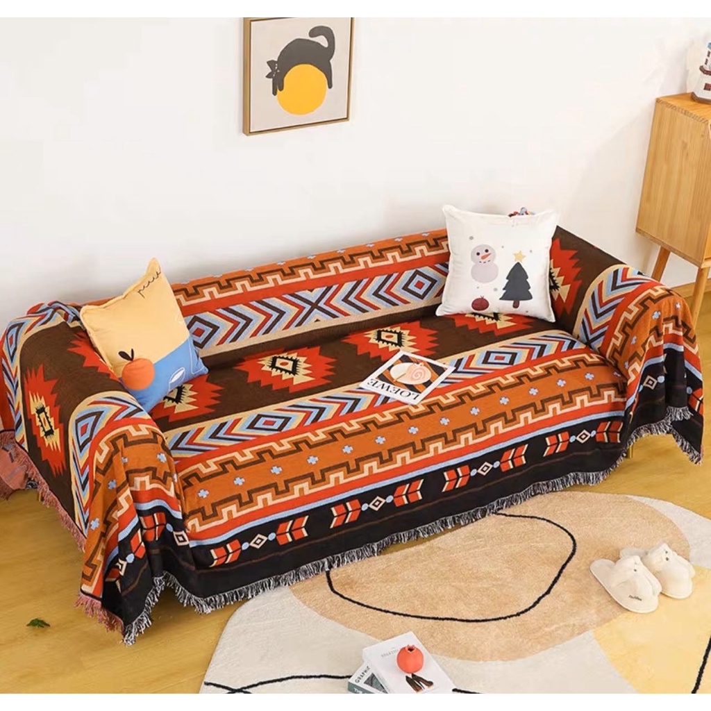 Bohemian Style Throw Blanket for Sofa and Bed Colorful Furniture Cover ...