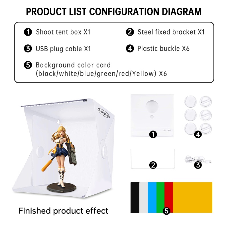 ZKeekm Photo Studio Light Box 4 color backdrops LED Lights Room ...