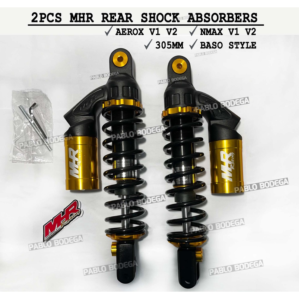 Yamaha NMAX AEROX V1 V2 Rear shock absorbers 2pcs with Baso style GOLD ...