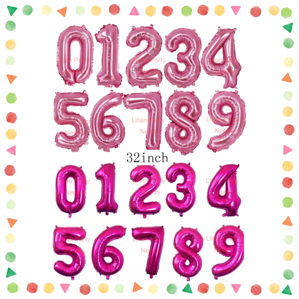 𝐋𝐢𝐥𝐢𝐚𝐧 𝐏𝐚𝐫𝐭𝐲 𝐍𝐞𝐞𝐝𝐬 Pink 32inches Number Foil Balloon Birthday Number ...