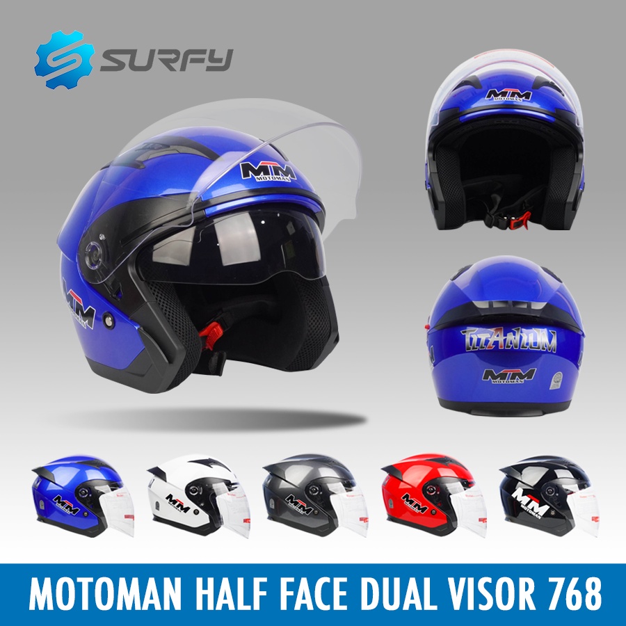 MTM Helmet Motoman Half Face Helmet Dual Visor With ICC Sticker Large Size 58-60cm | Shopee ...