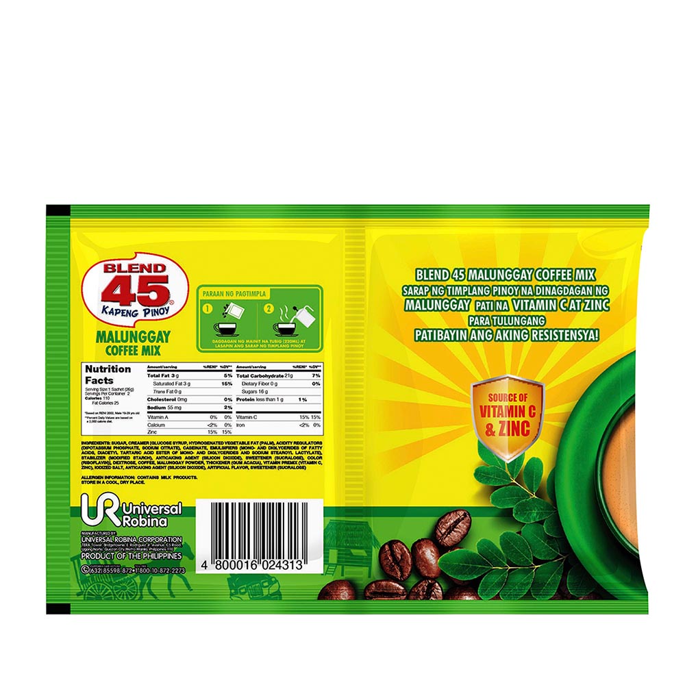 Blend 45 Malunggay Coffee Mix (52g x 10) | Shopee Philippines