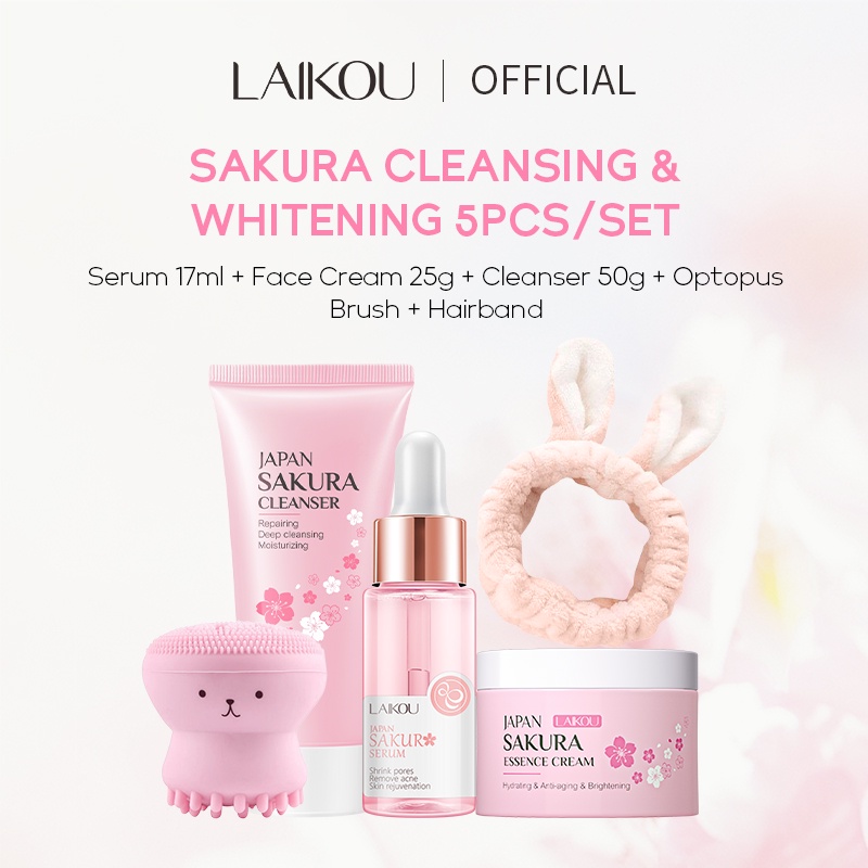 LAIKOU Sakura Cleansing Skin Care Set Cherry Blossoms Whitening Reduce ...