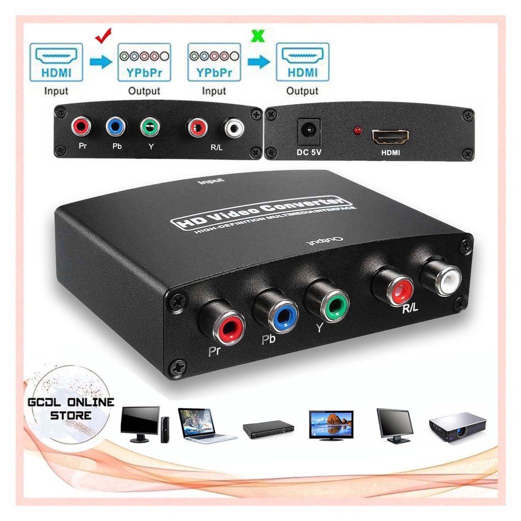 HDMI to YPBPR 1080P to RGB Component Video +R/L Audio Adapter Converter ...