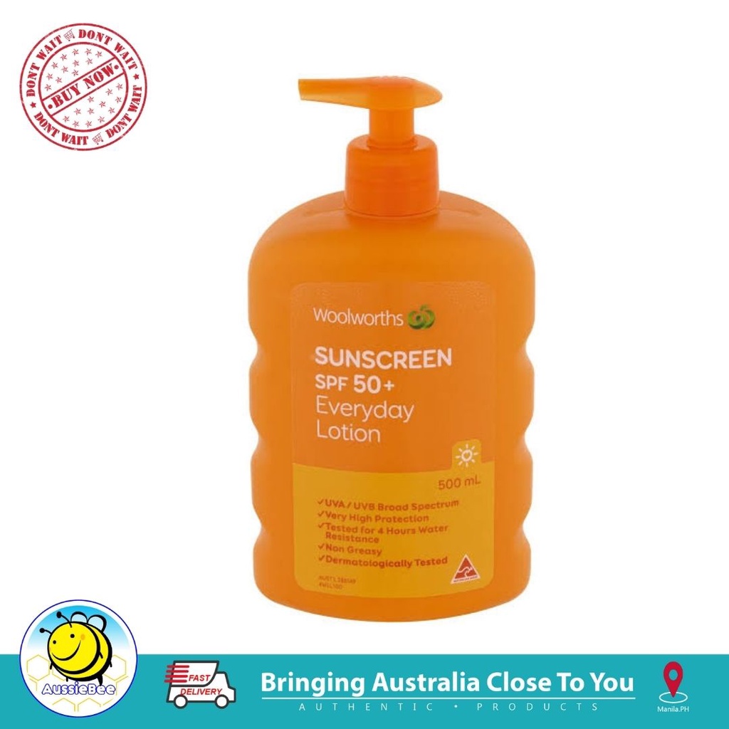 Woolworths Sunscreen Everyday Lotion 500mLSPF50+FOR ALL AGES (expiry ...