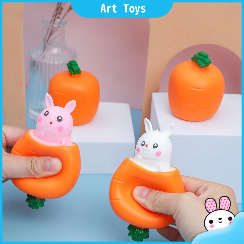Random color Cute Rabbit in Carrot Squishy Toy Funny Adorable ...