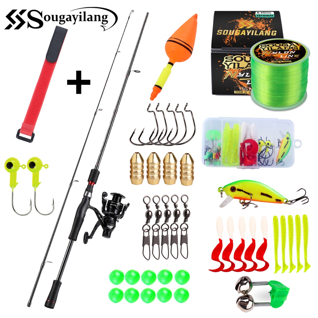 Sougayilang Fishing Rod 1.8m-2.1m 2 Sections Spinning And 5.2:1 5-10lb Reel Set | Shopee Philippines