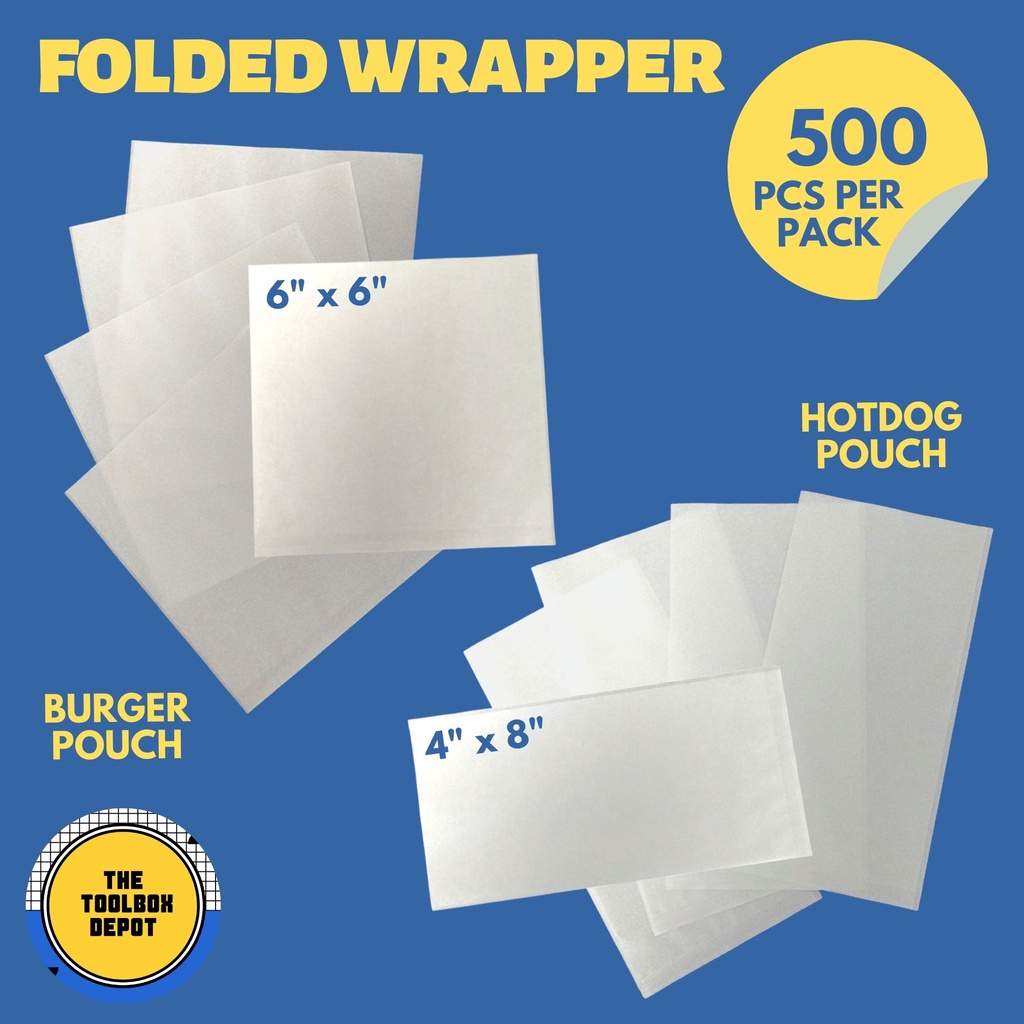 [500pcs] Folded Hamburger Wrapper / Hotdog Wrapper Plain White Pouch ...