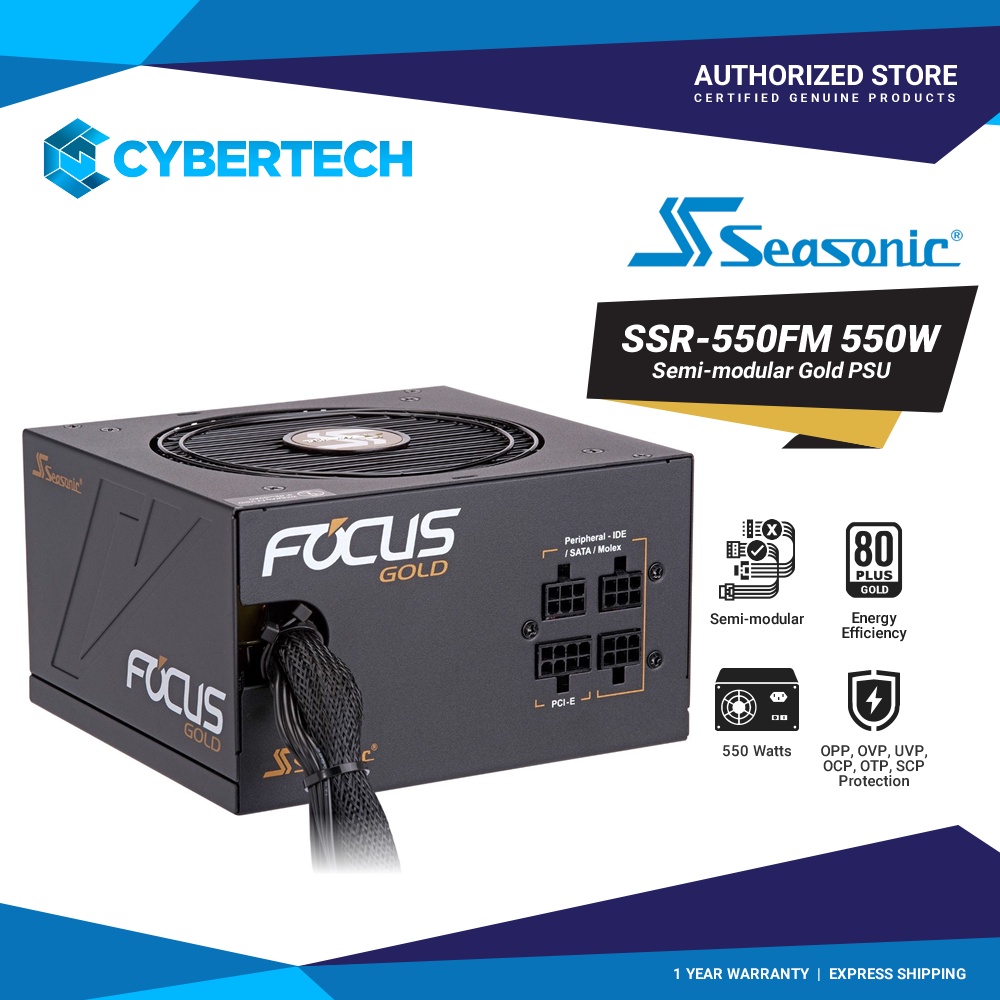 Seasonic Focus GM Series GM-550 550W/650W/750W/850W 80 Plus Gold Semi-Modular Power Supply ...