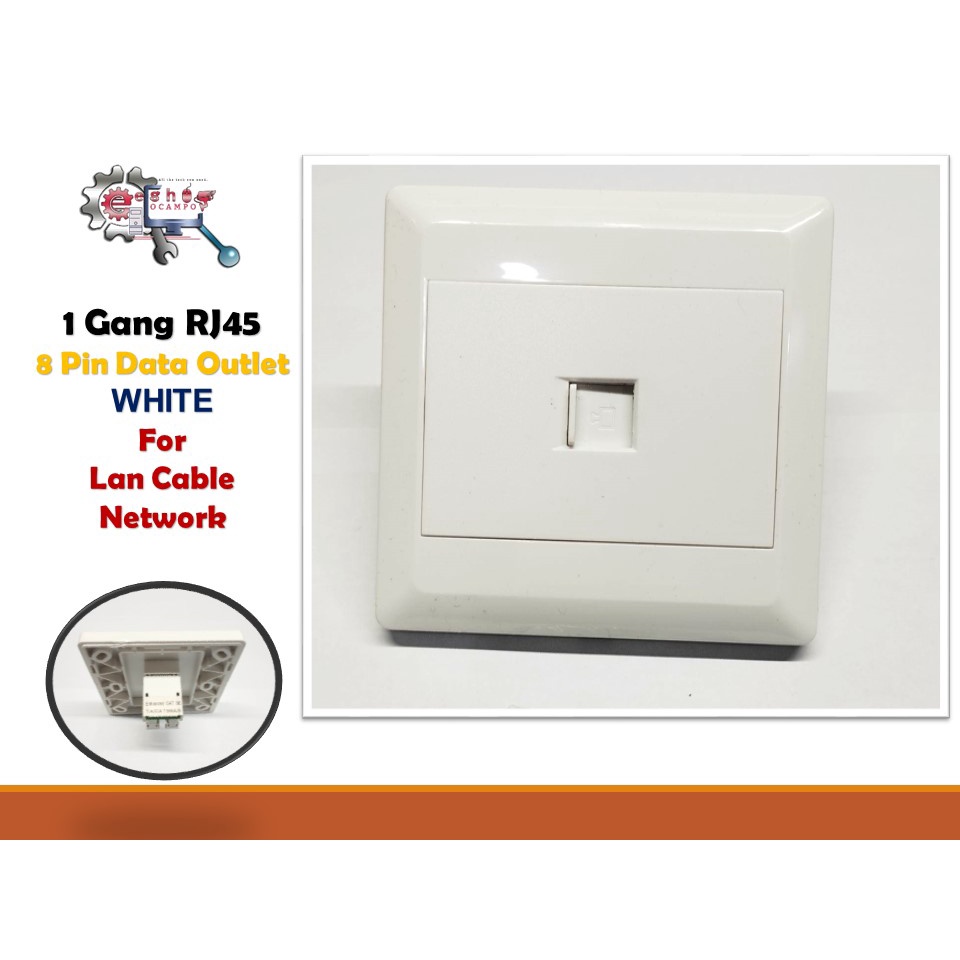Data Ouitlet 1 Gang RJ45 8 Pin Data Box White Ethernet Port | Shopee ...